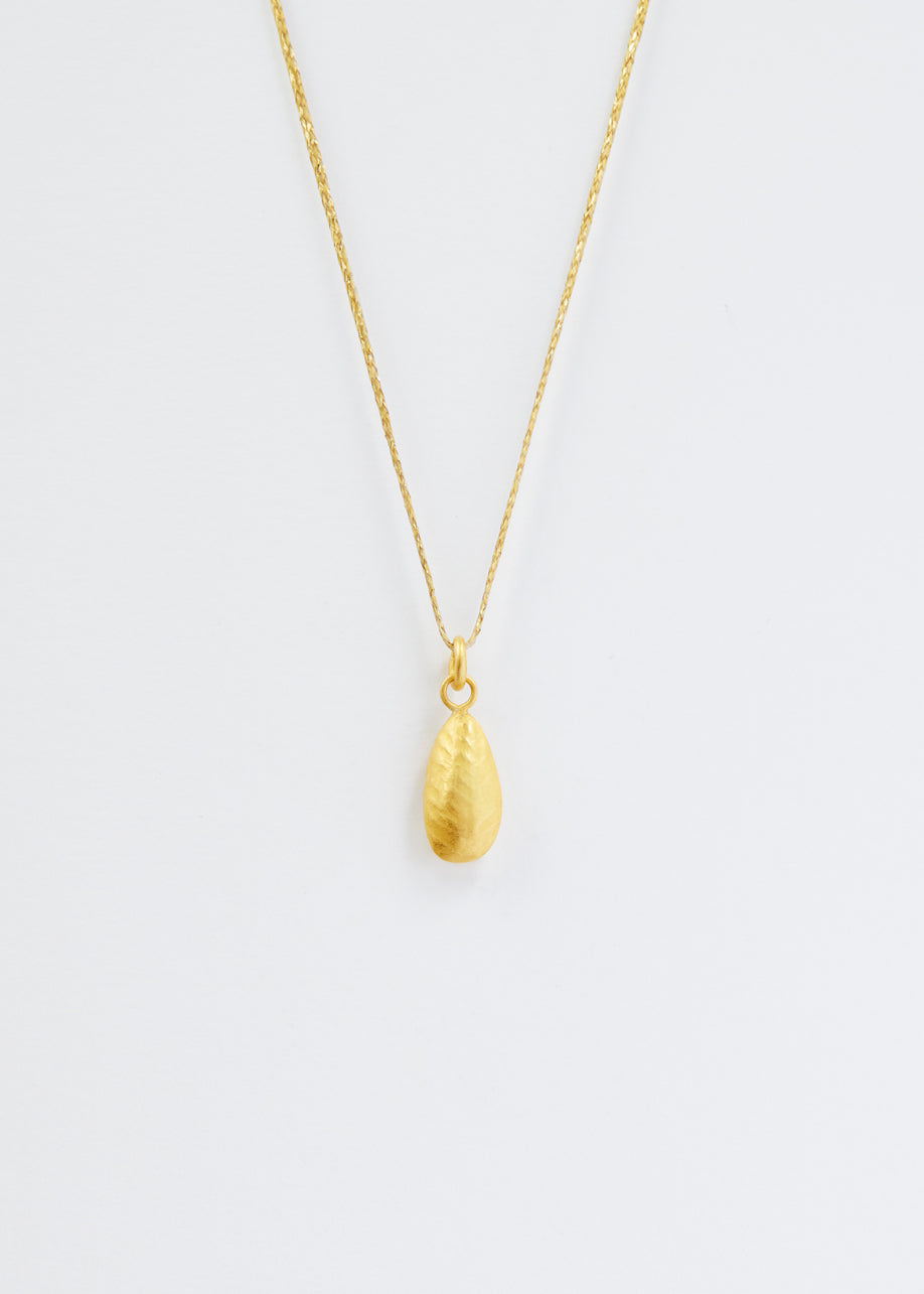 18kt Colombian Gold Stamp Leaf Pendant on Cord – Pippa Small