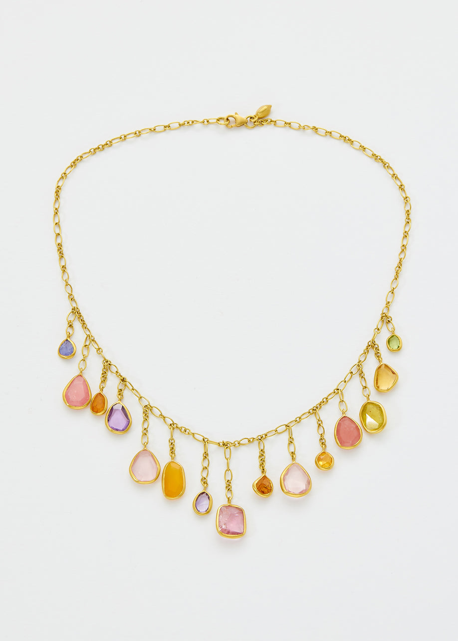 18kt Gold New Day Mixed Stones Drop Necklace – Pippa Small