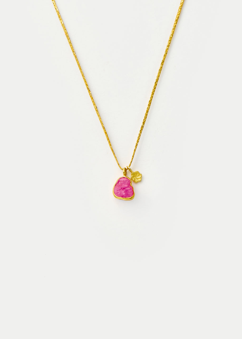 18kt Gold Ruby & Flower Amulets on Cord – Pippa Small