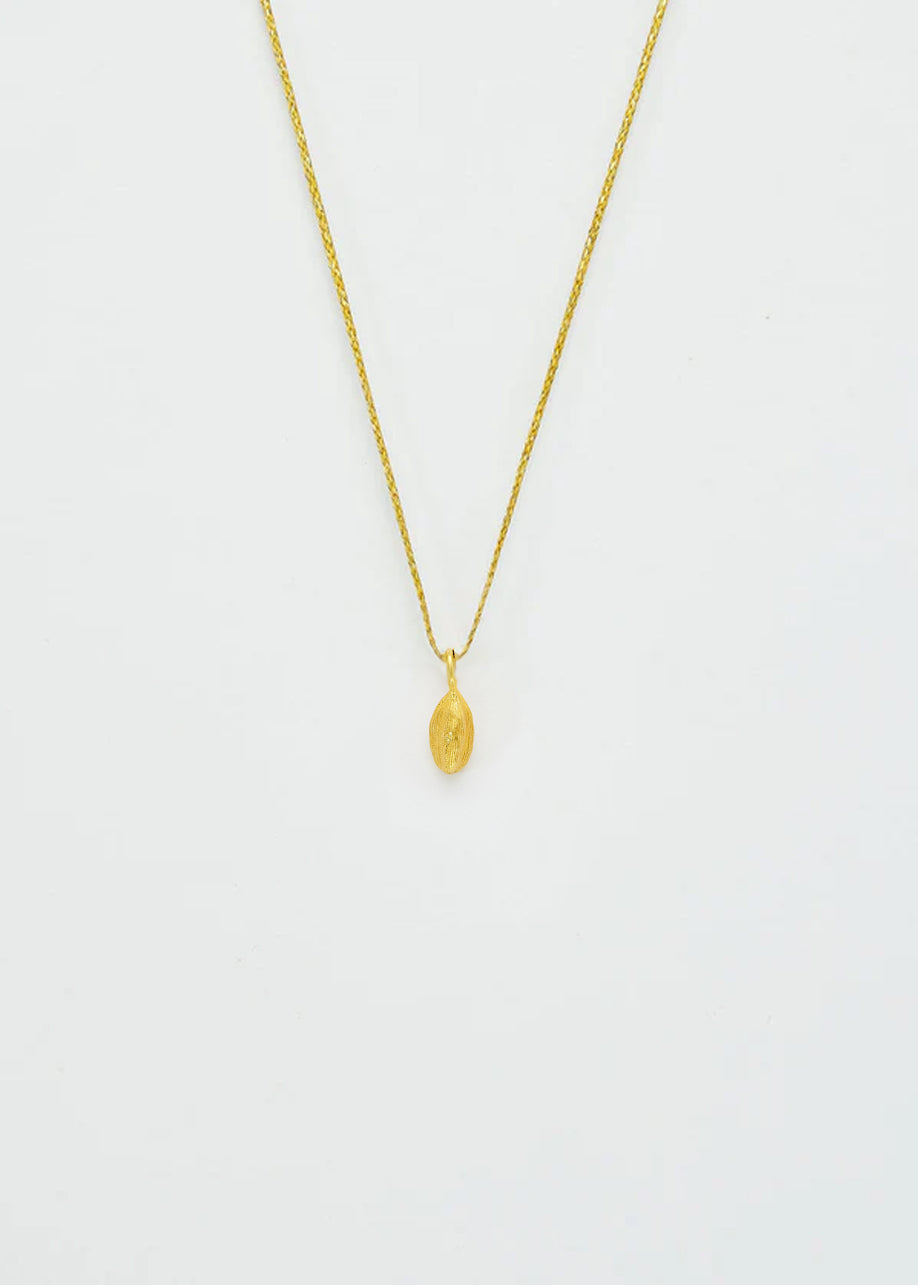 18kt Gold Large Cardamom Seed Pendant on Cord – Pippa Small
